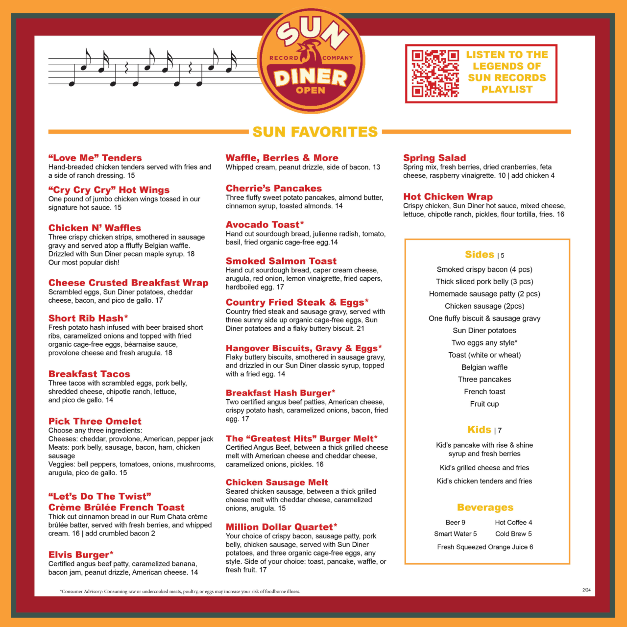 Menu – Nashville | Sun Diner