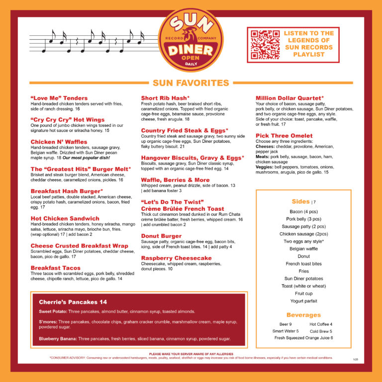 Menu – Nashville | Sun Diner